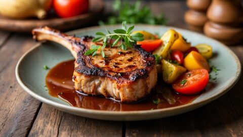 Grilled Double Bone-In Pork Chop